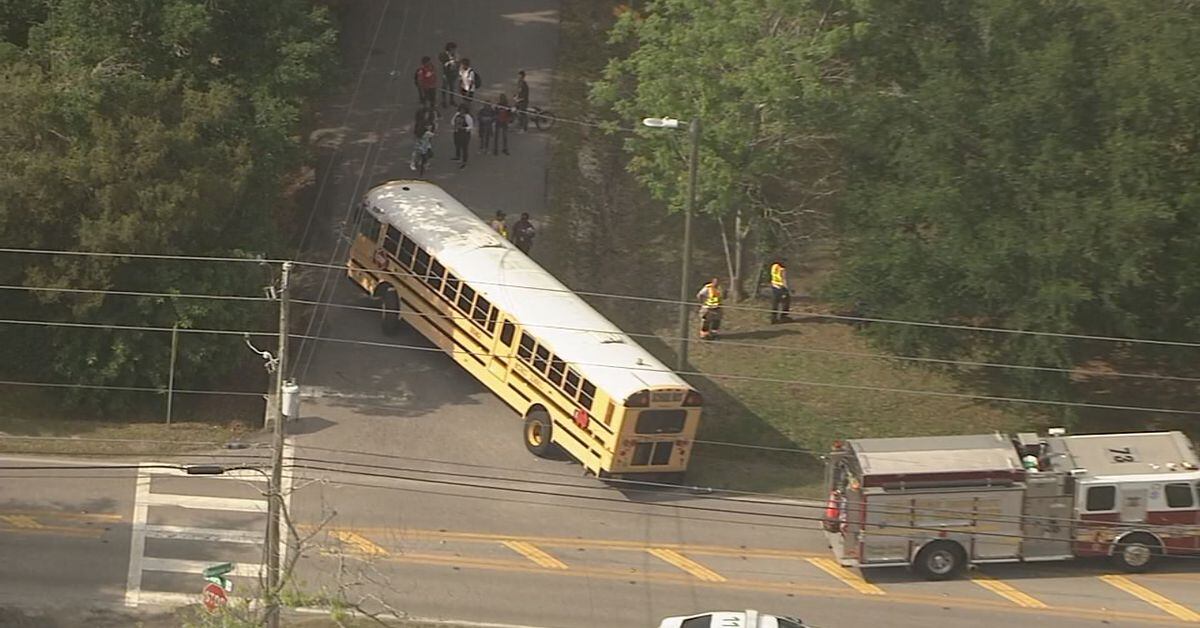 Orange County school bus with 12 students inside stuck after running ...